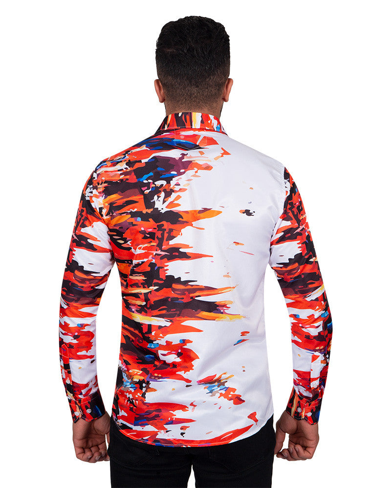 Abstract Paint Splatter Print Shirt – Makrom