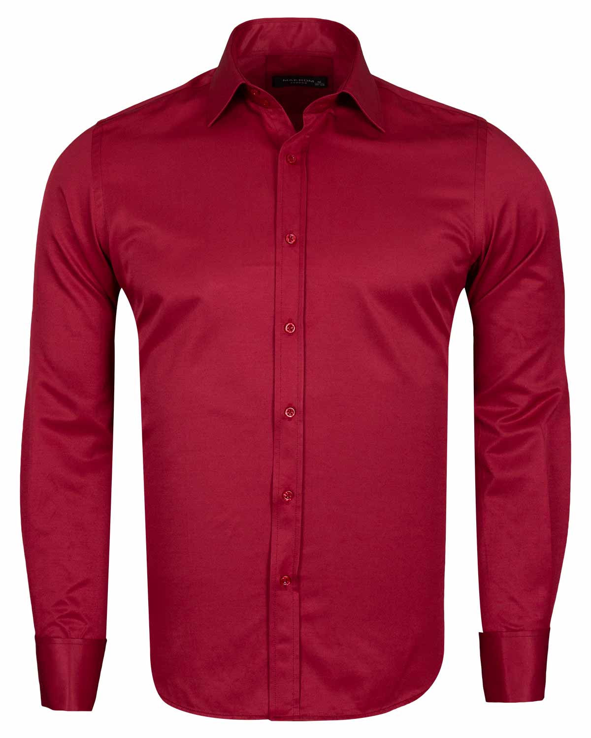 Burgundy Men Shirts - Classic Plain Double Cuff Shirt – Makrom Fashion